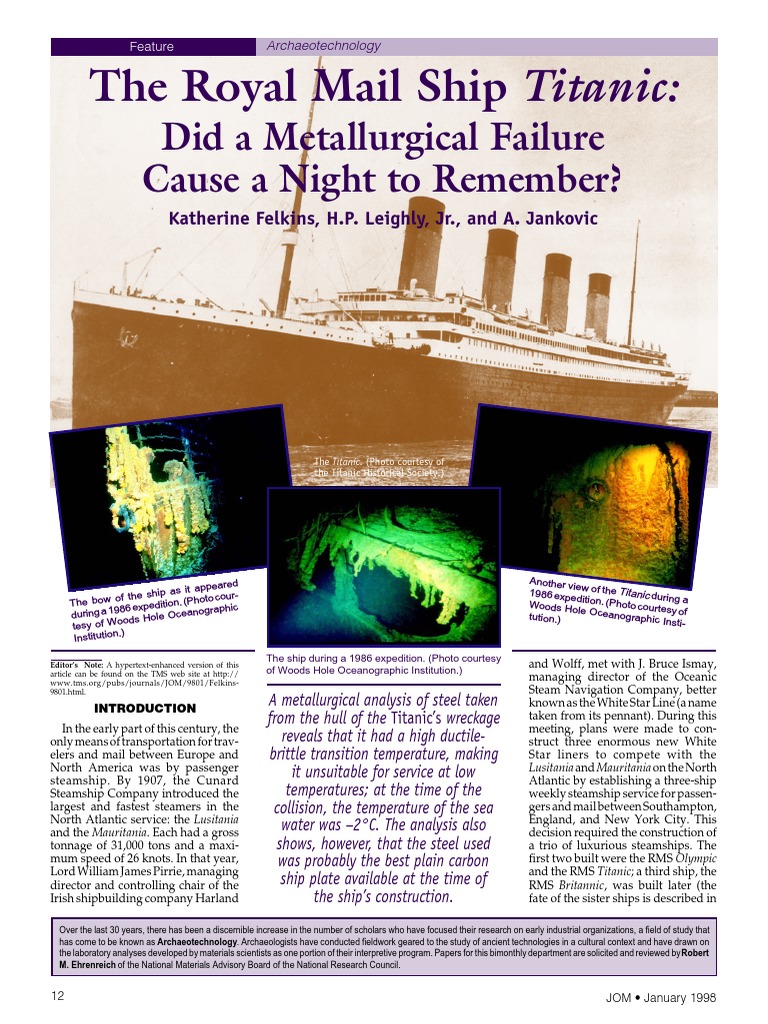 Titanic's Metallurgical Analysis Insights | PDF | Ships