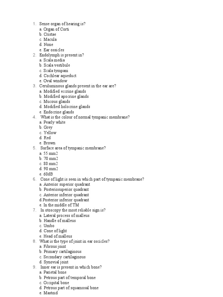 Ent MCQ 22-23 For Students | PDF | Vertigo | Hearing Loss