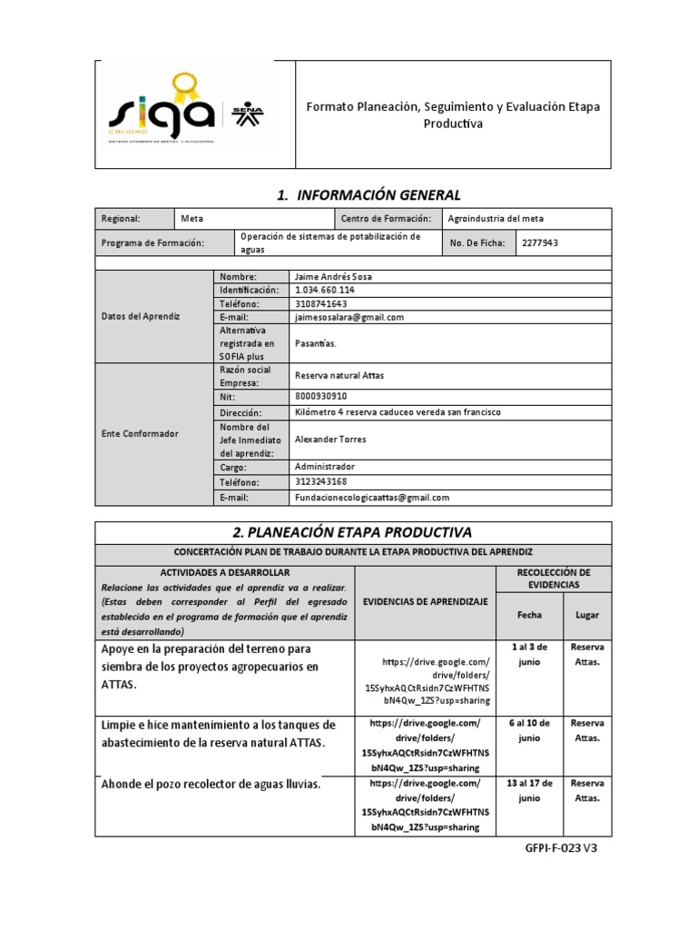 Formato Planeación, Seguimiento y Evaluación Etapa Productiva-1 | PDF ... Formato Planeación, Seguimiento y Evaluación Etapa Productiva-1 | PDF ...