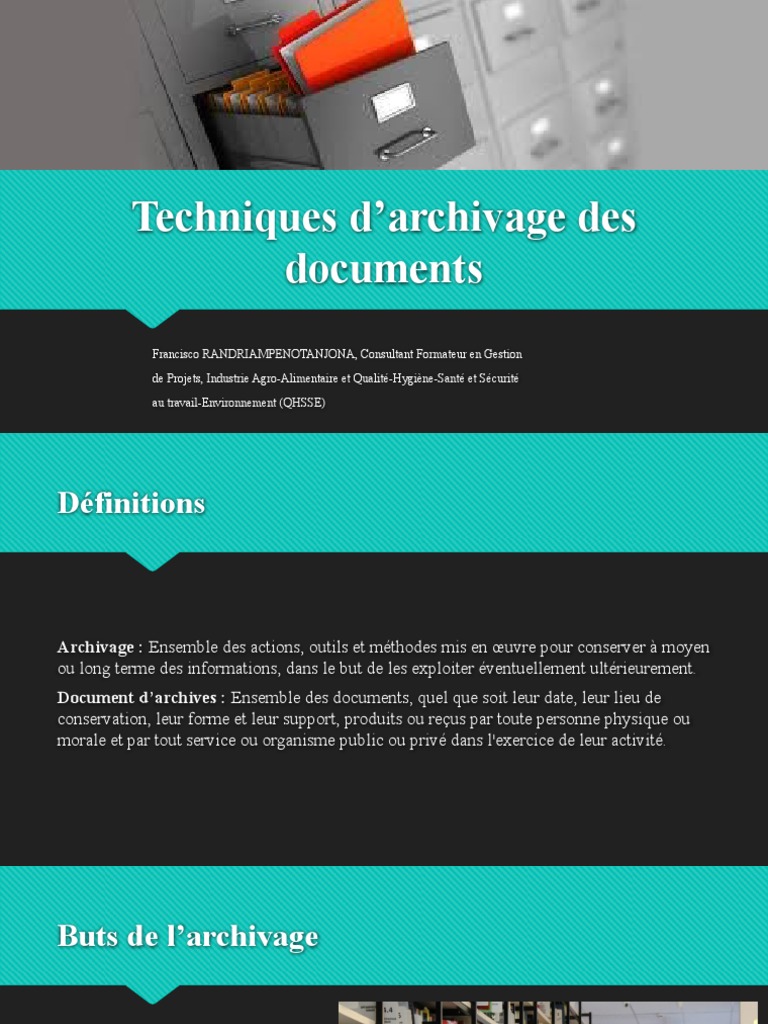 Techniques D Archivage Des Documents | PDF | Archives | Sécurité des ...