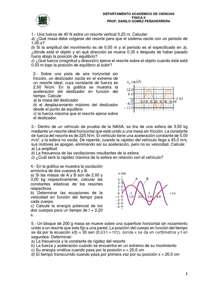 Separata de Ejercicios 02 - Movimiento Oscilatorio | PDF | Oscilación | Fricción