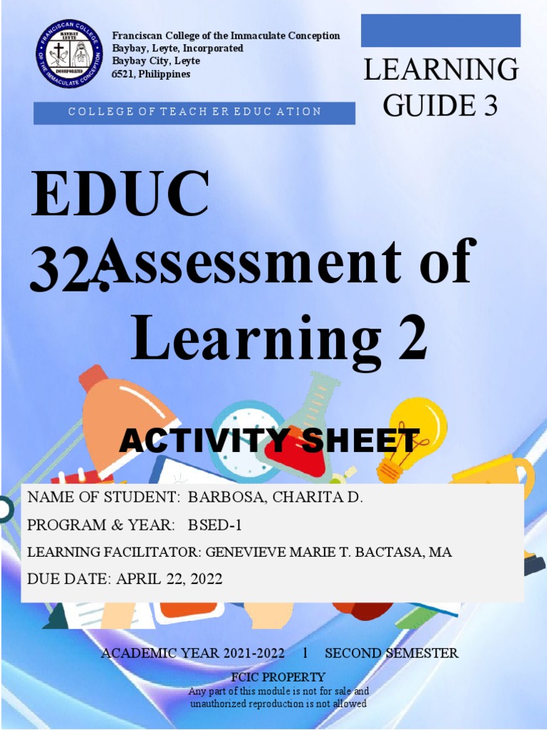Educ 32 Answer Sheet 3 | PDF | Educational Assessment | Teaching Method