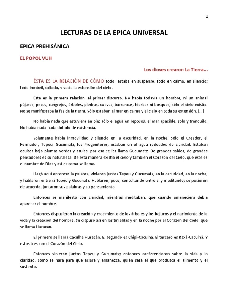 Lecturas de La Epica Universal | PDF