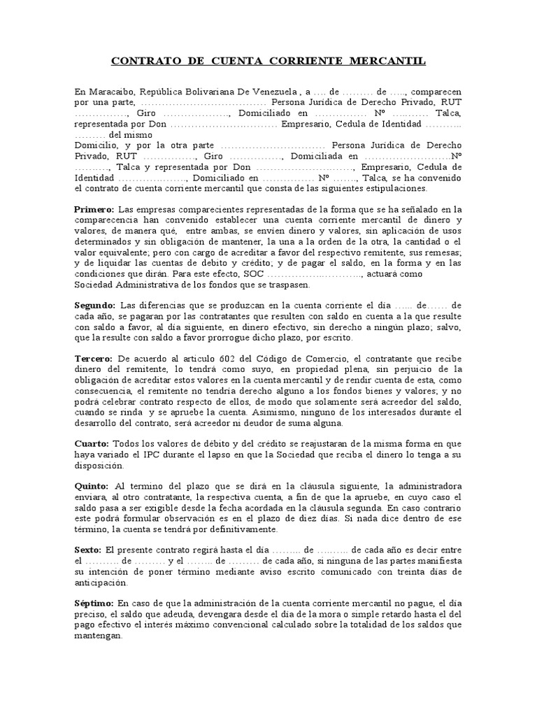 Contrato de Cuenta Corriente Mercantil | PDF | Justicia | Crimen y ... Contrato de Cuenta Corriente Mercantil | PDF | Justicia | Crimen y ...