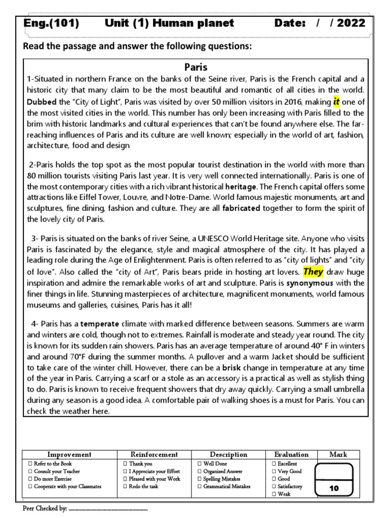 Unit 1 Human Planet | PDF | Paris | Bahrain