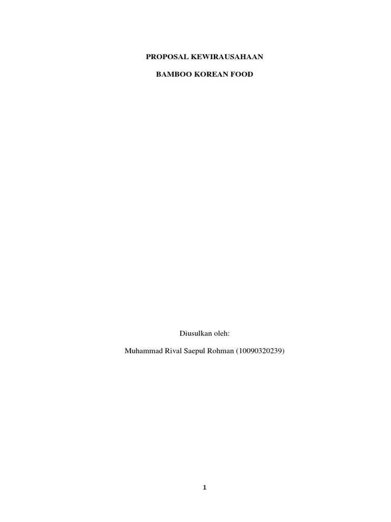 Proposal Kewirausahaan | PDF