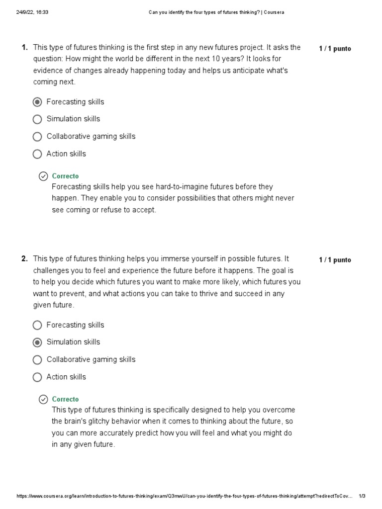 Identify Four Types of Futures Thinking | PDF | Thought | Forecasting