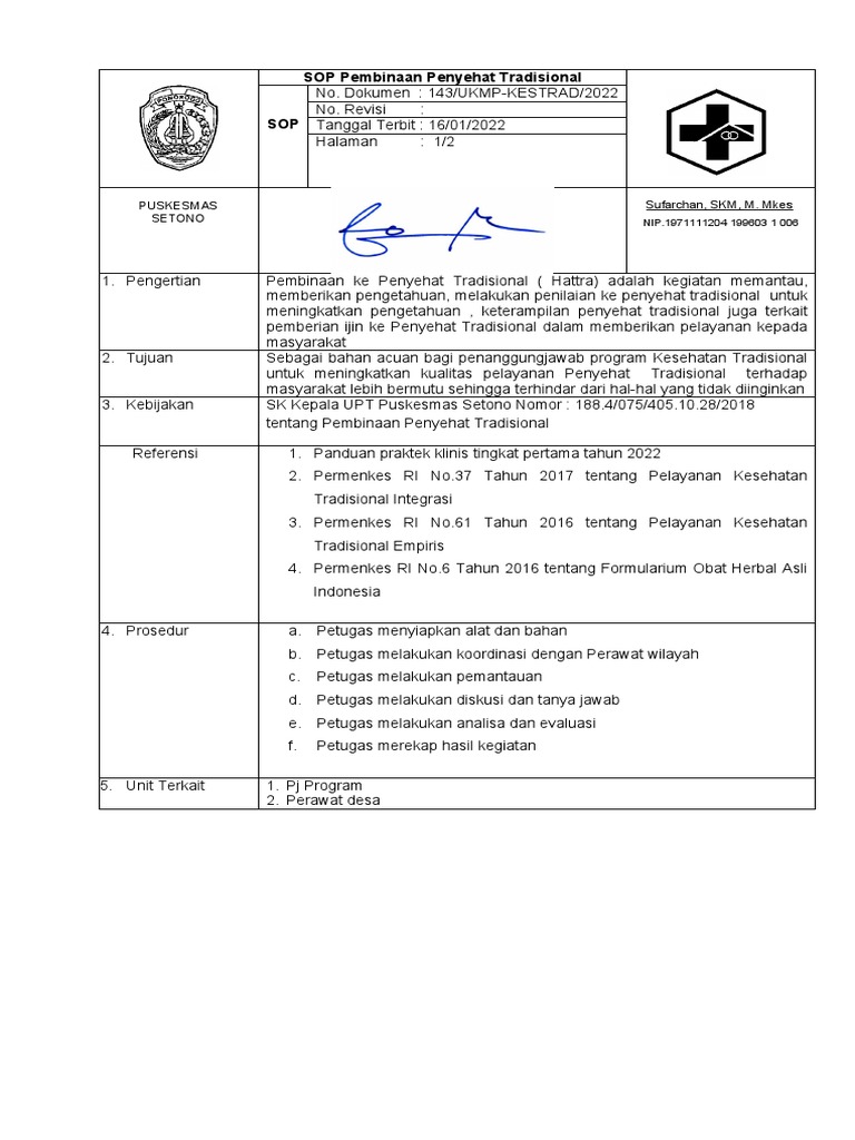 SOP Pembinaan Penyehat Batra 33 | PDF