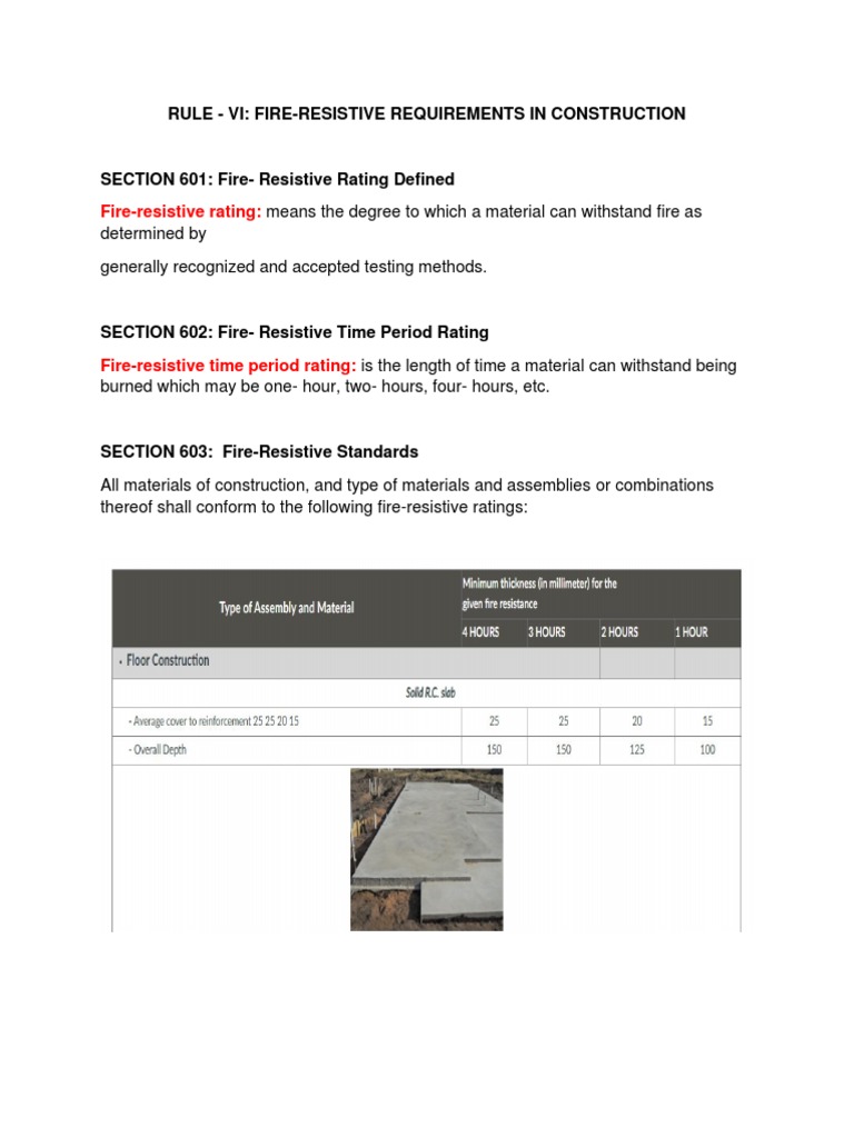 Rule - Vi Fire-Resistive Requirements in Construction | PDF | Area ...