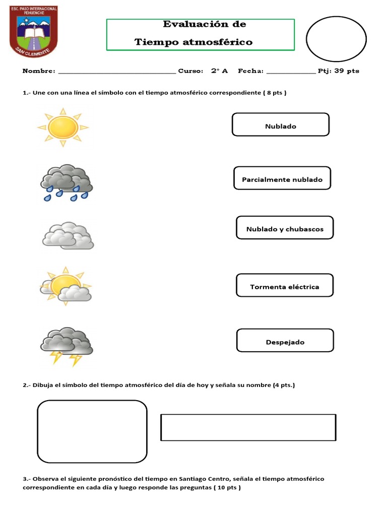 Guía Tiempo Atmosferico 2° Basico | PDF | Temperatura | Clima