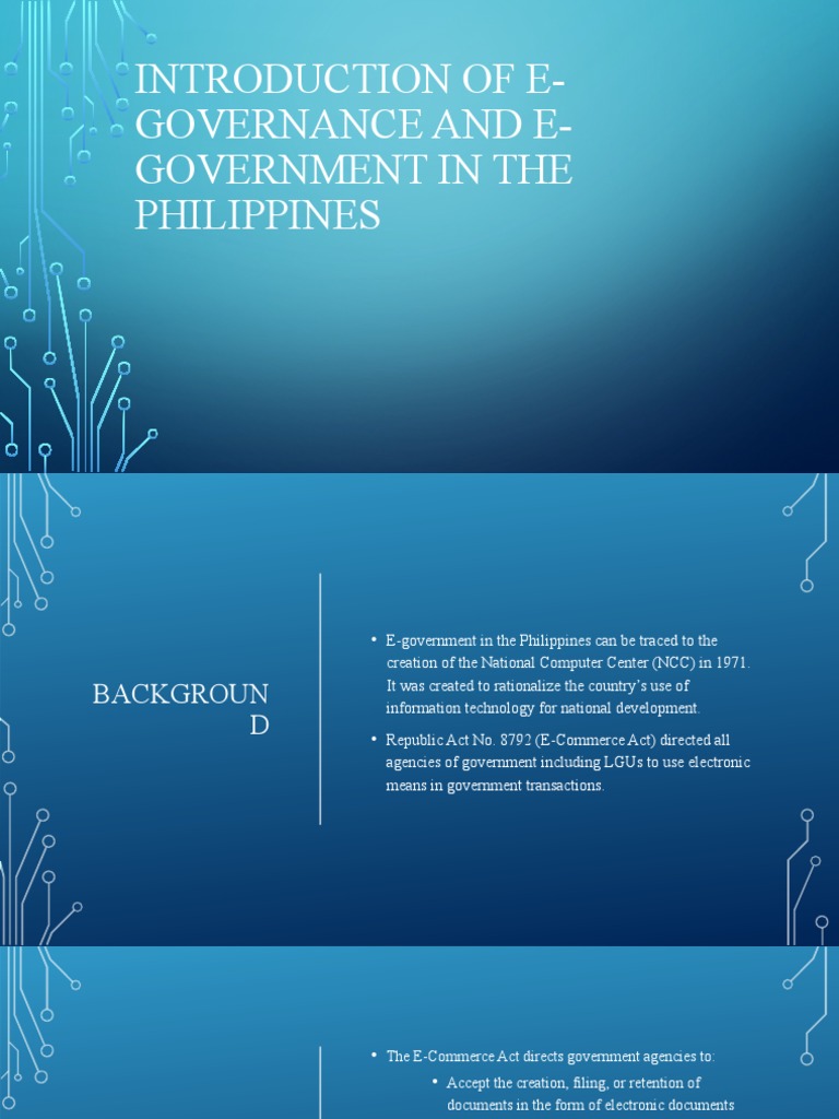Introduction of E-Governance and E-Government in The Philippines | PDF | Educational Technology ...
