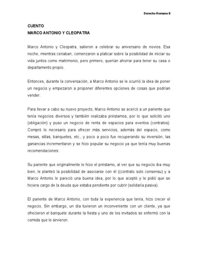 Cuento Derecho Romano | PDF | Mark Antony | Cleopatra