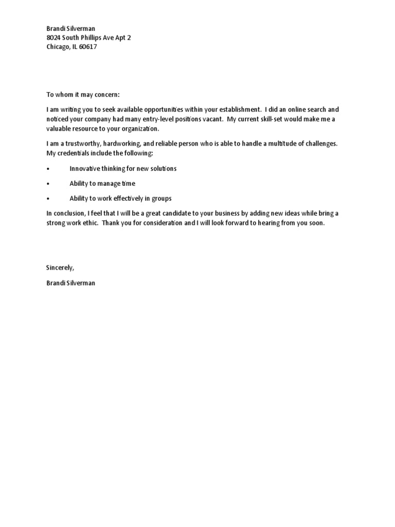 Brandi Silverman Cover Letter 2 1 | PDF