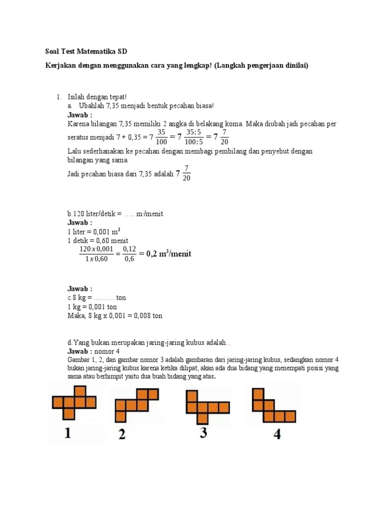 Soal Test Matematika SD | PDF