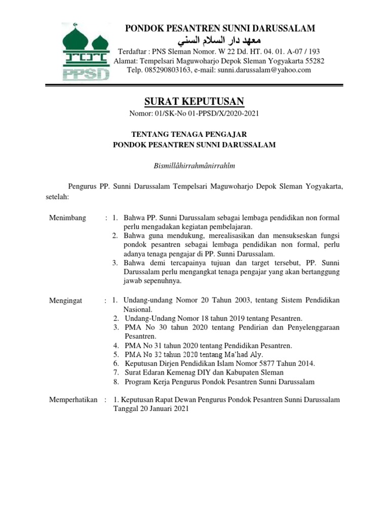 SK Pengajar PPSD Fix | PDF