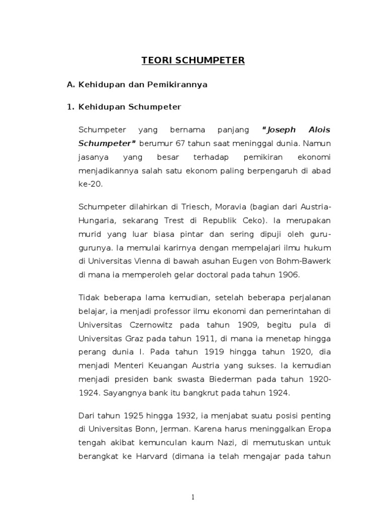 Makalah Teori Schumpeter | PDF