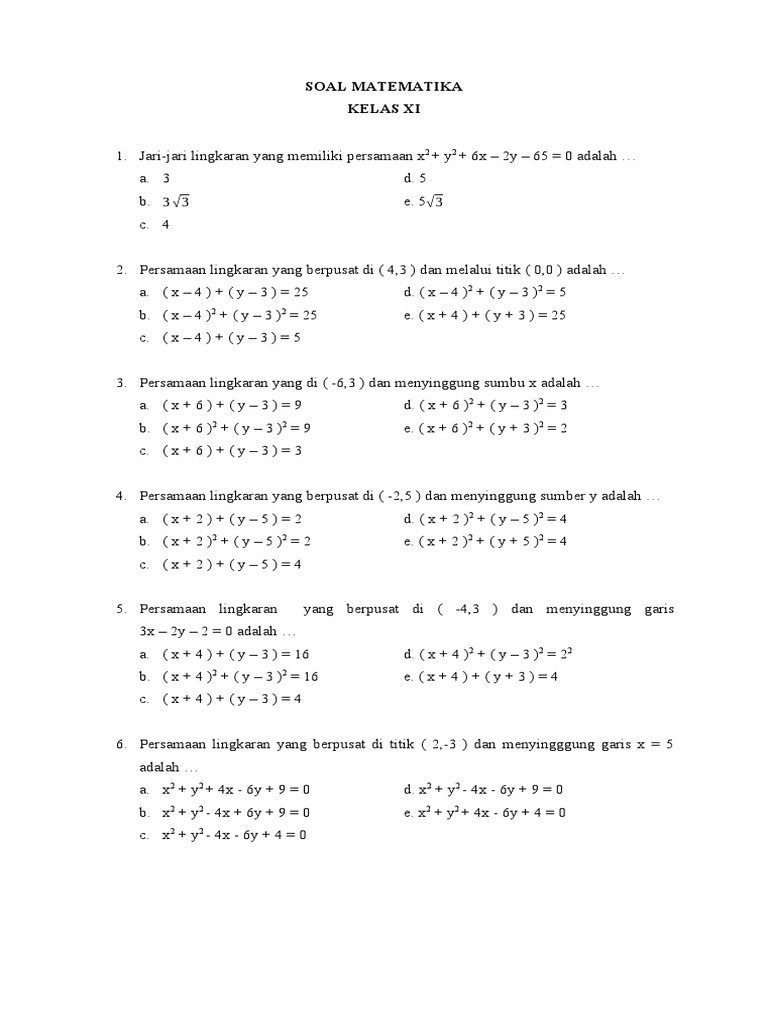 Soal Matematika Xi | PDF