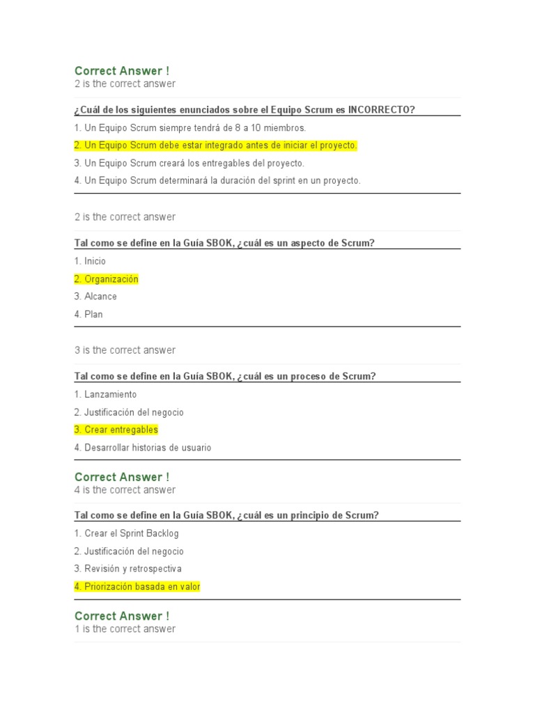 2 Correct Answer SCRUM | PDF | Scrum (desarrollo de software)