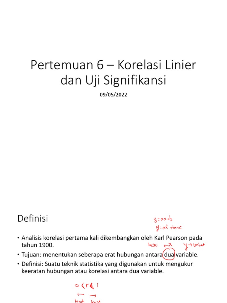Korelasi Linier Dan Uji Signifikansi (Coretan) | PDF