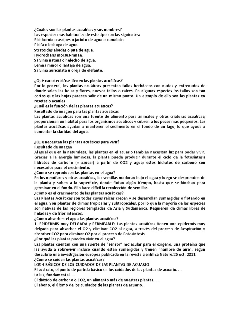 Cuáles Son Las Plantas Acuáticas y Sus Nombres | PDF