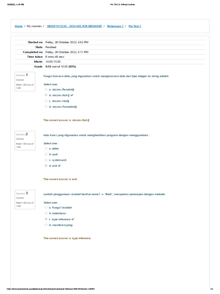 Pre Test 2 - Attempt Review | PDF