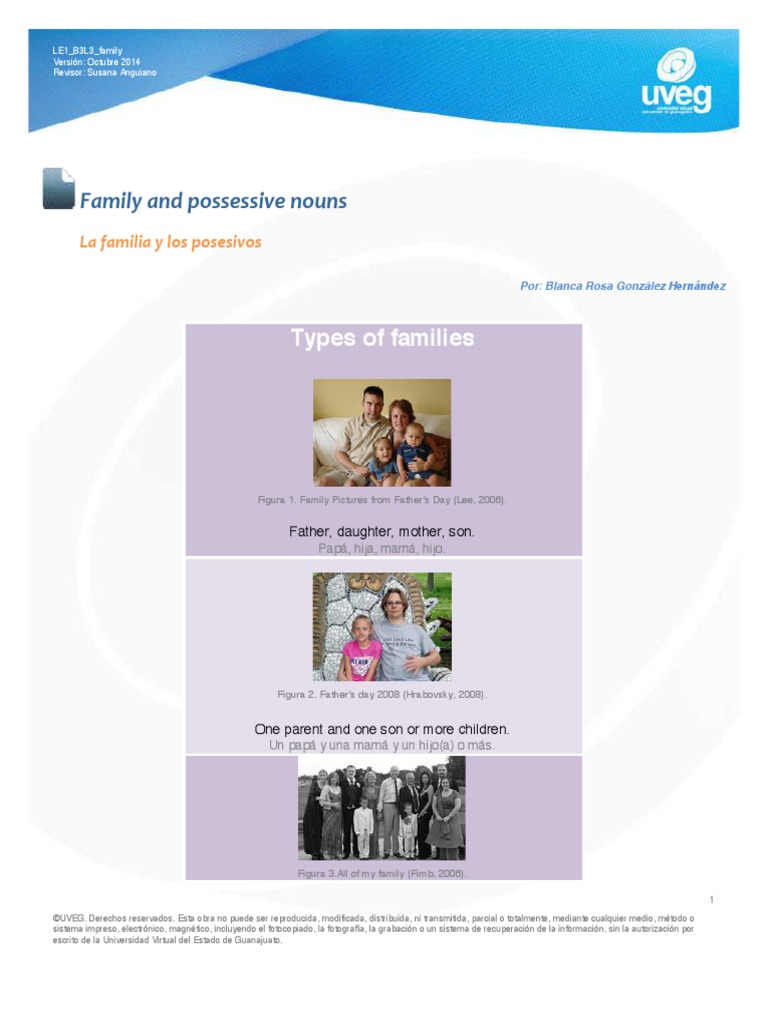 Family and Possessive Nouns | PDF | Obras intelectuales | Gramática