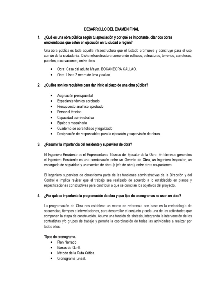 Examen - Final - Curso - Residencia - y - Supervision - de - Obras ...