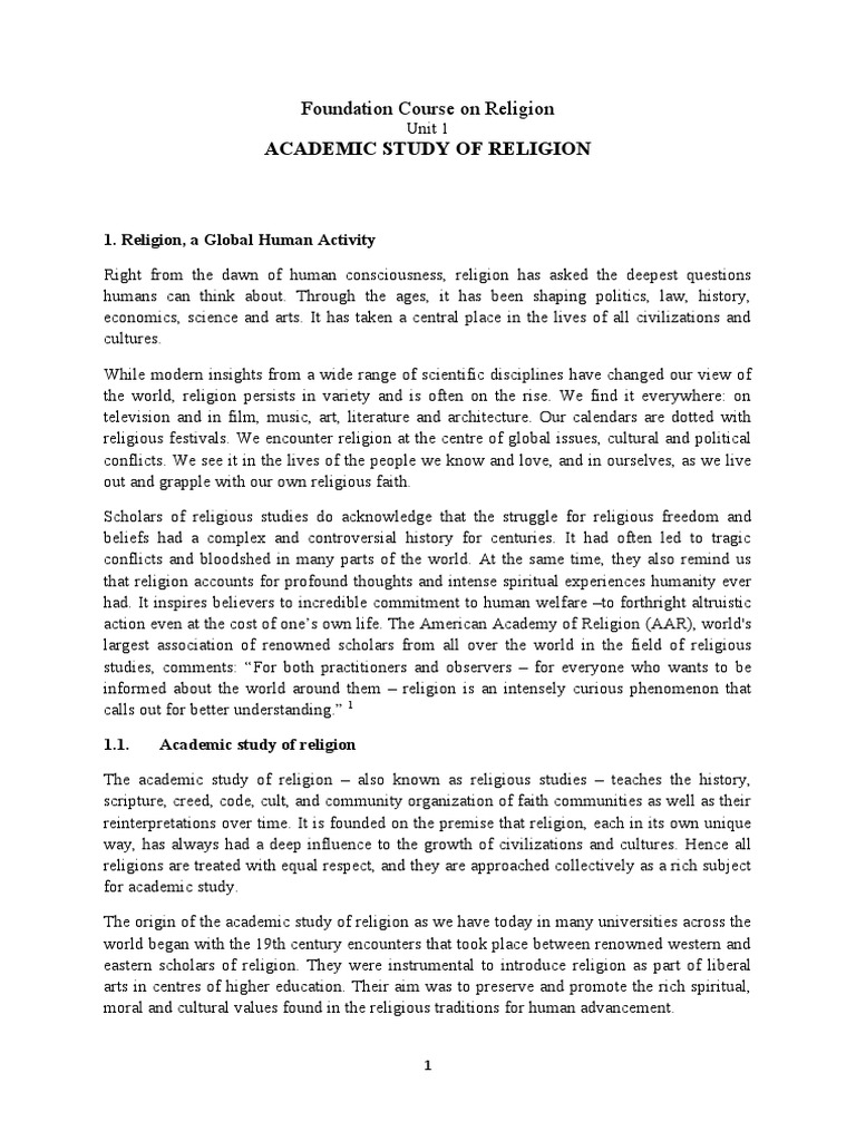 Academic Study of Religion | PDF | Religious Studies | Religious Texts