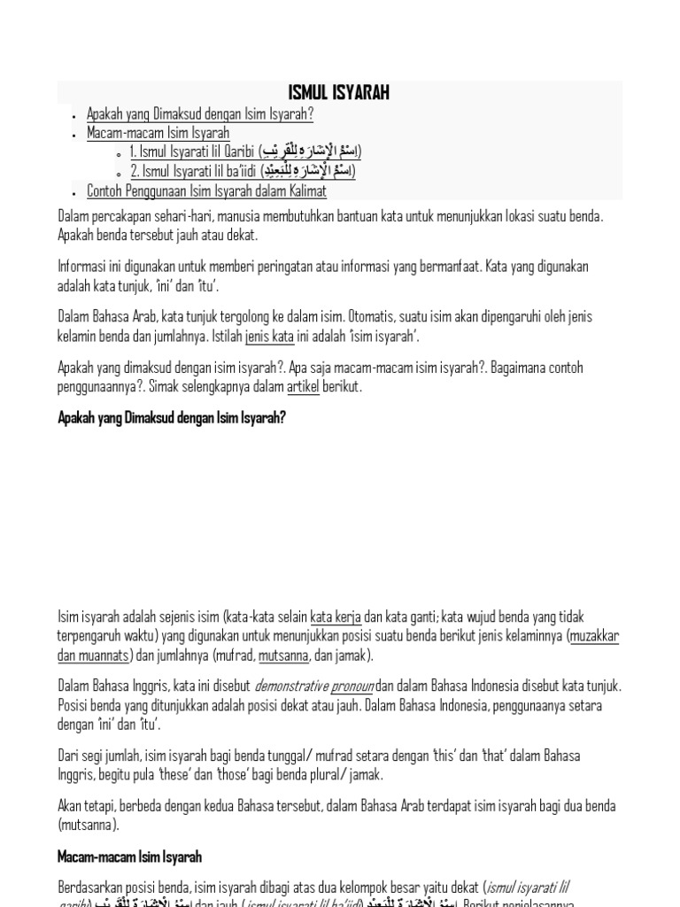 Isim Isyarah | PDF