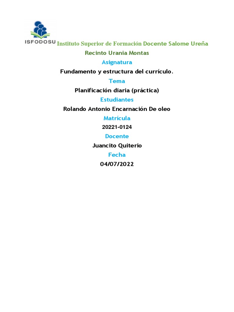 Planificacion Diara Práctica | PDF | Evaluación | Maestros