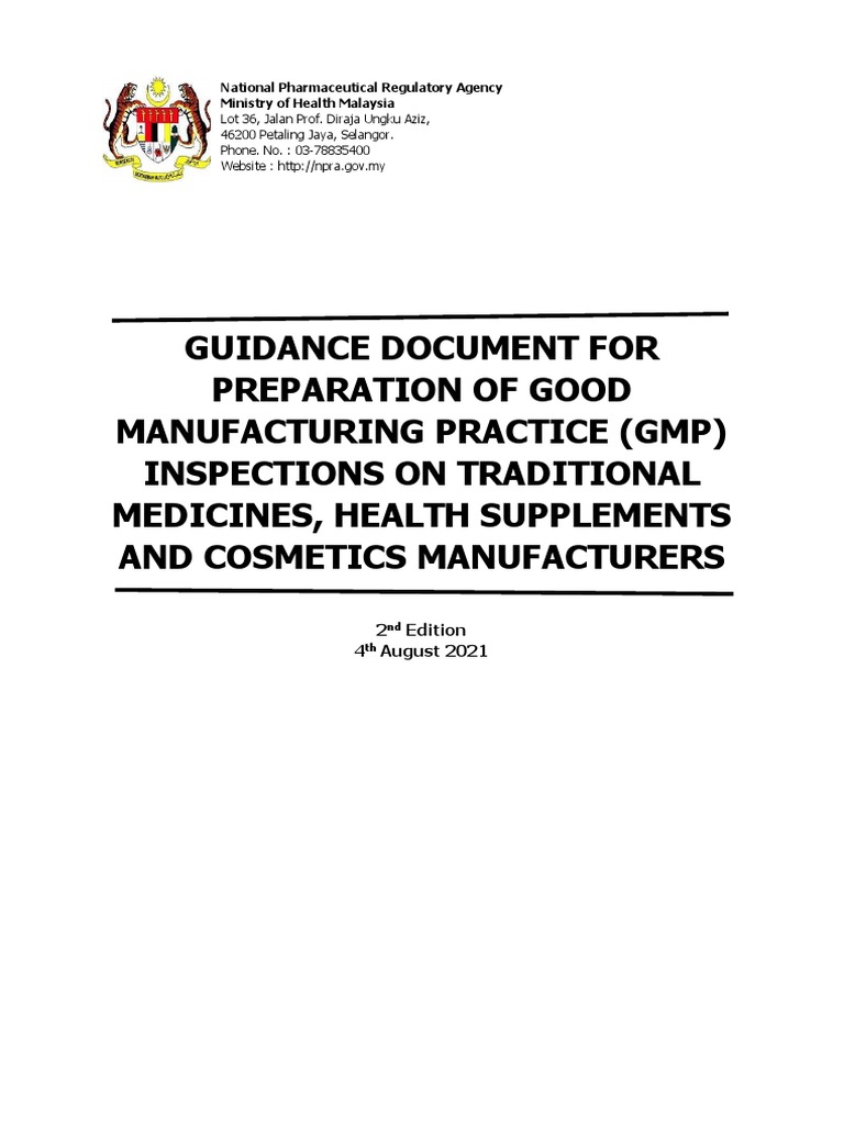 Guidance Document For Preparation of GMP Inspections On Traditional ...