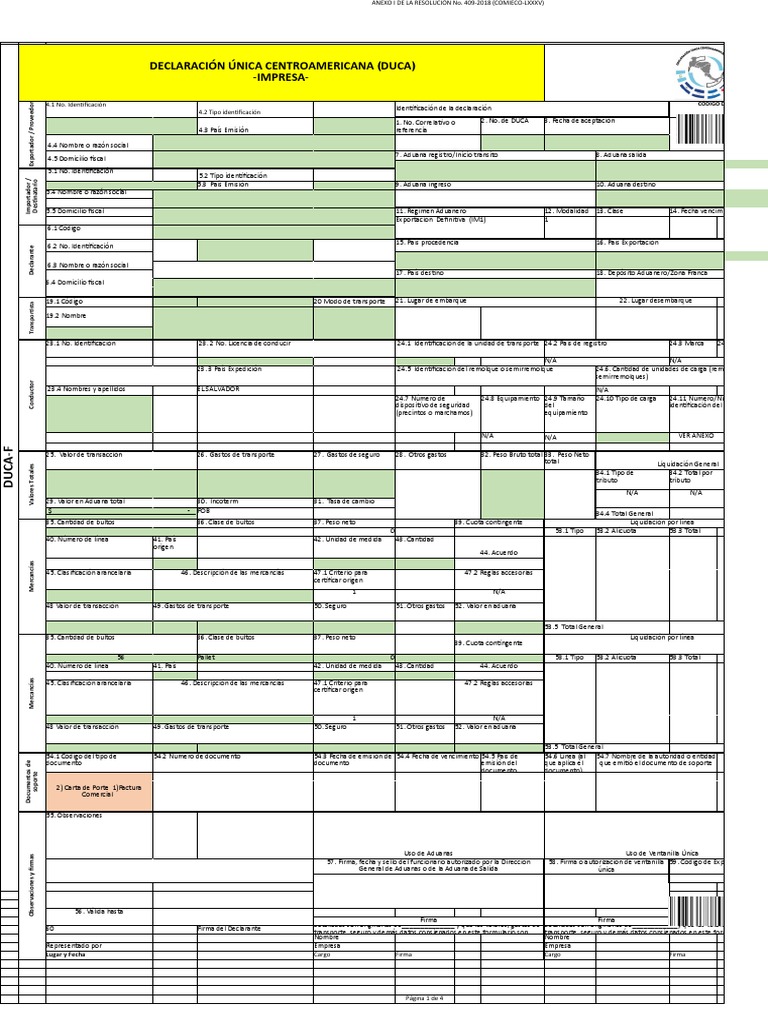 Formatos - DUCA Y BL | PDF | aduana | Transporte