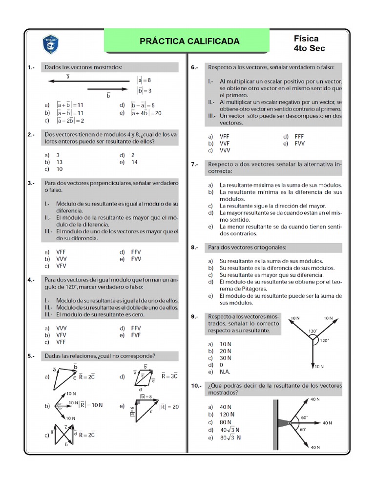 2da PRÁCTICA CALIFICADA DE FÍSICA | PDF