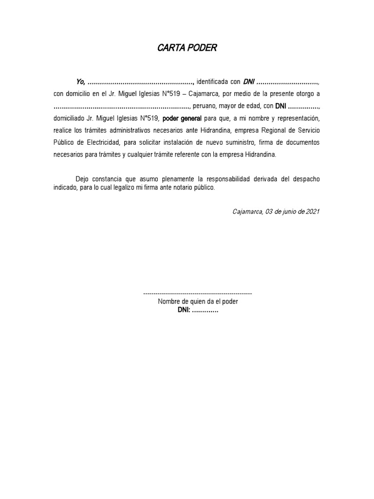 Carta Poder 1 | PDF