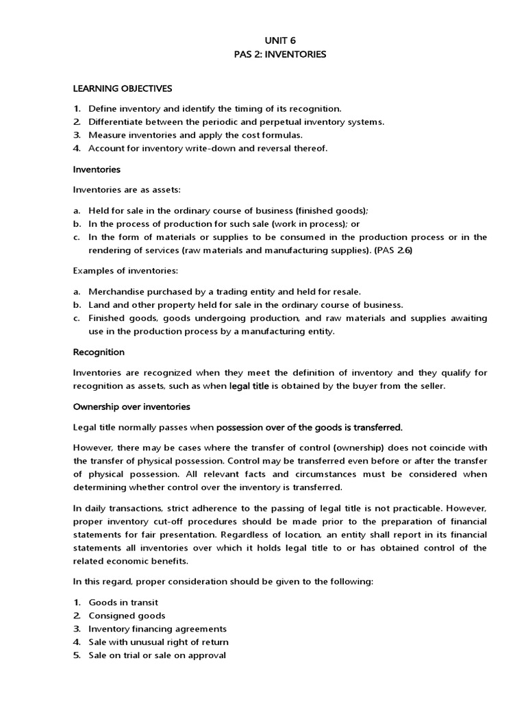 PAS 2: INVENTORIES | PDF | Cost Of Goods Sold | Value Added Tax