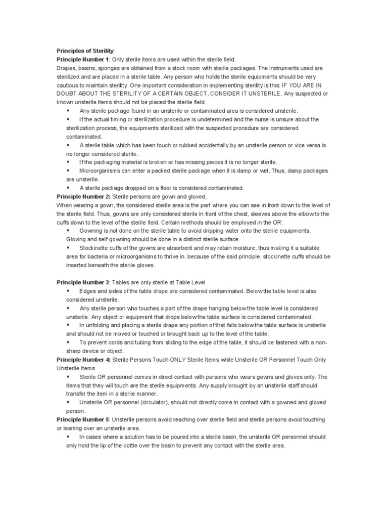 Principles of Sterility | Sterilization (Microbiology) | Surgery