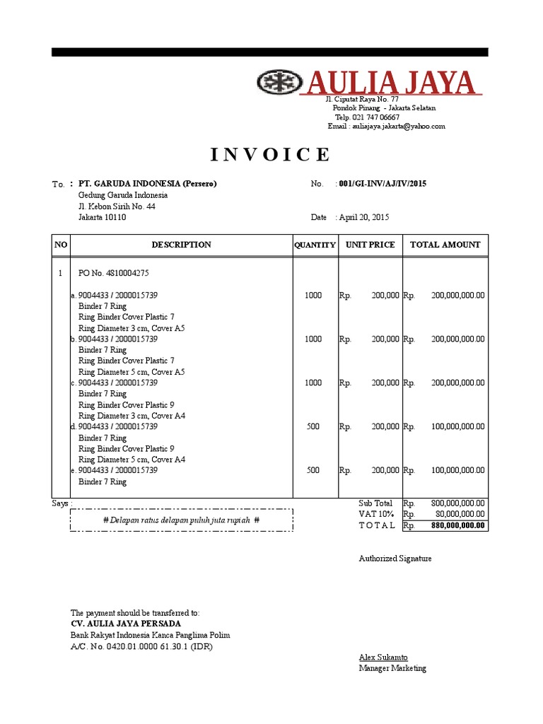 Invoice Garuda 2015 - 001 | PDF | Indonesian Rupiah | Economy Of Asia