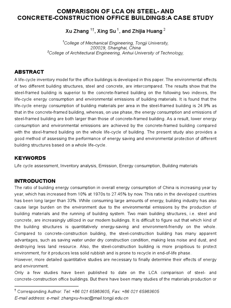 Zhang - LCA On Steel and Concrete Construction | PDF | Life Cycle ...
