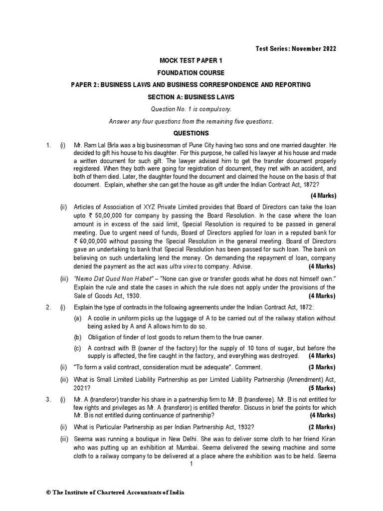 Law MTP I | PDF | Partnership | University And College Admission