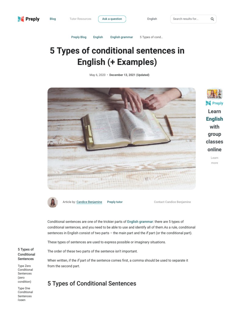 5 Types of Conditional Sentences in English (+ Graph - Examples) | PDF ...