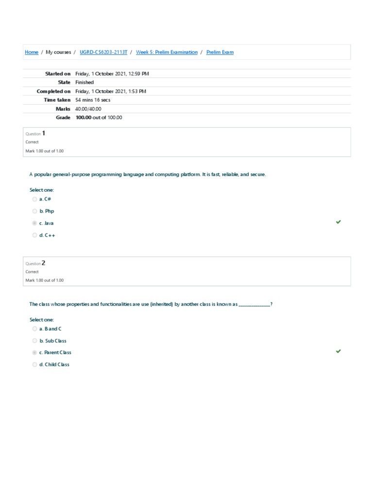 Term 3 Oop Prelim Exam Attempt Review Download Free Pdf Class Computer Programming