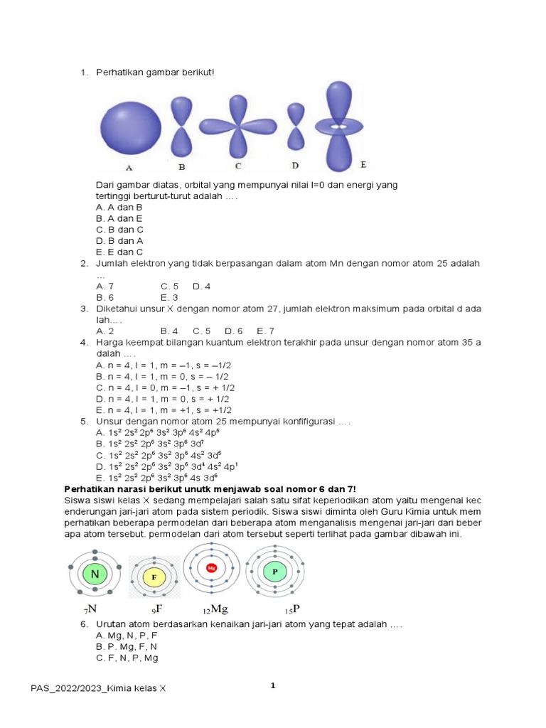 Soal PAS Kimia Kelas X by Fitaria | PDF