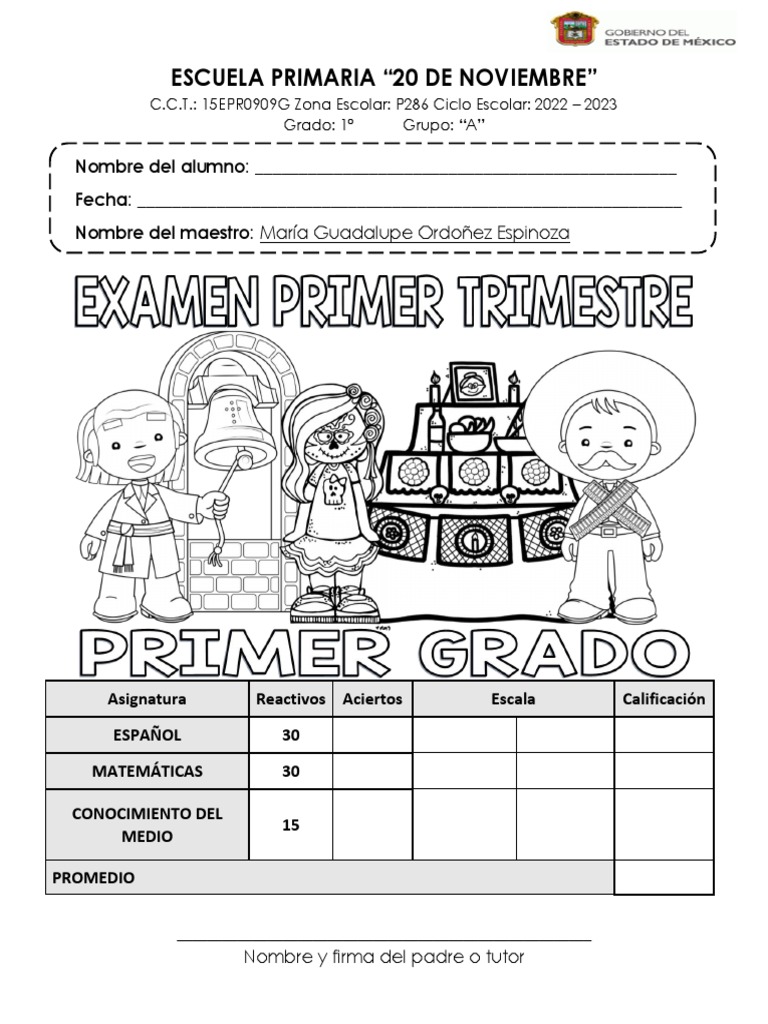 Primera Evaluacion Primer Grado Pdf