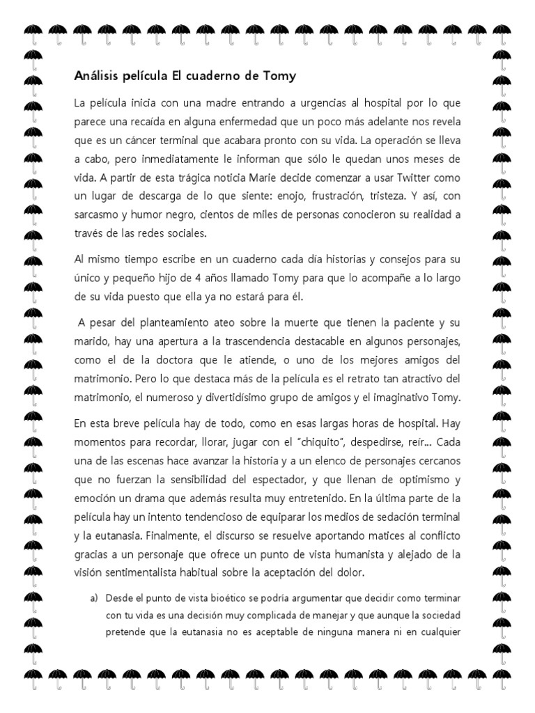 Análisis Película El Cuaderno de Tomy | PDF