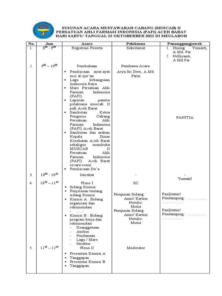 Susunan Acara Muscab | PDF