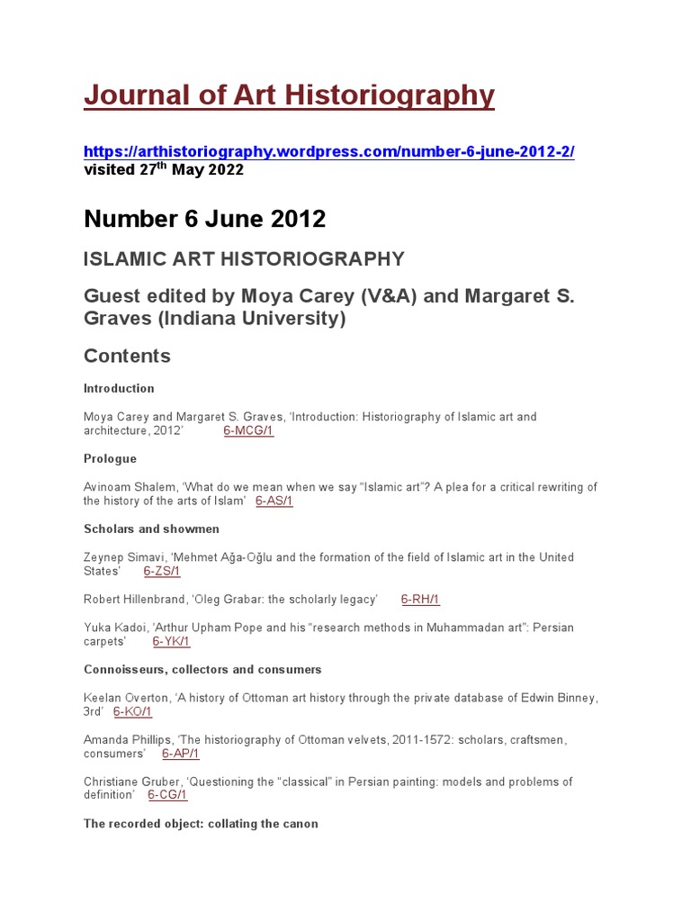 Journal of Art Historiography Number 6 June 2012 | PDF | Historiography ...