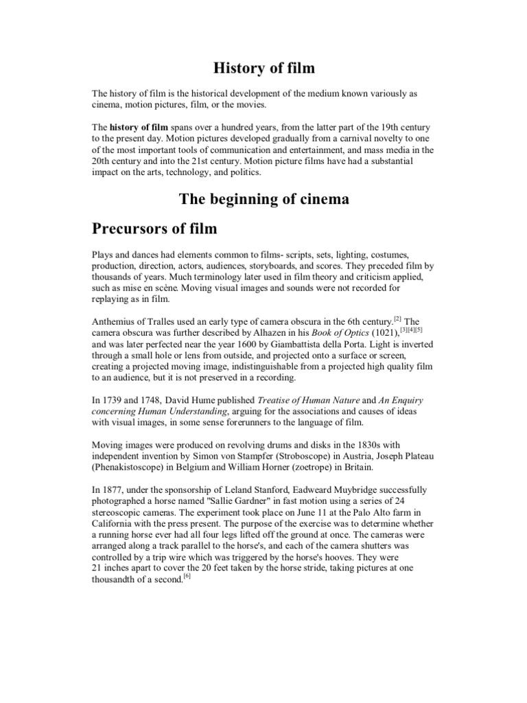 History of Film | PDF | Leisure | Science