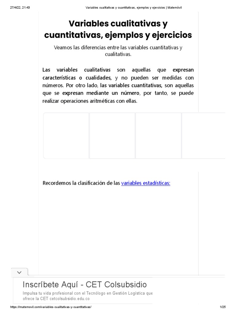 Variables Cualitativas y Cuantitativas | PDF | Métodos matemáticos y cuantitativos (economía ...