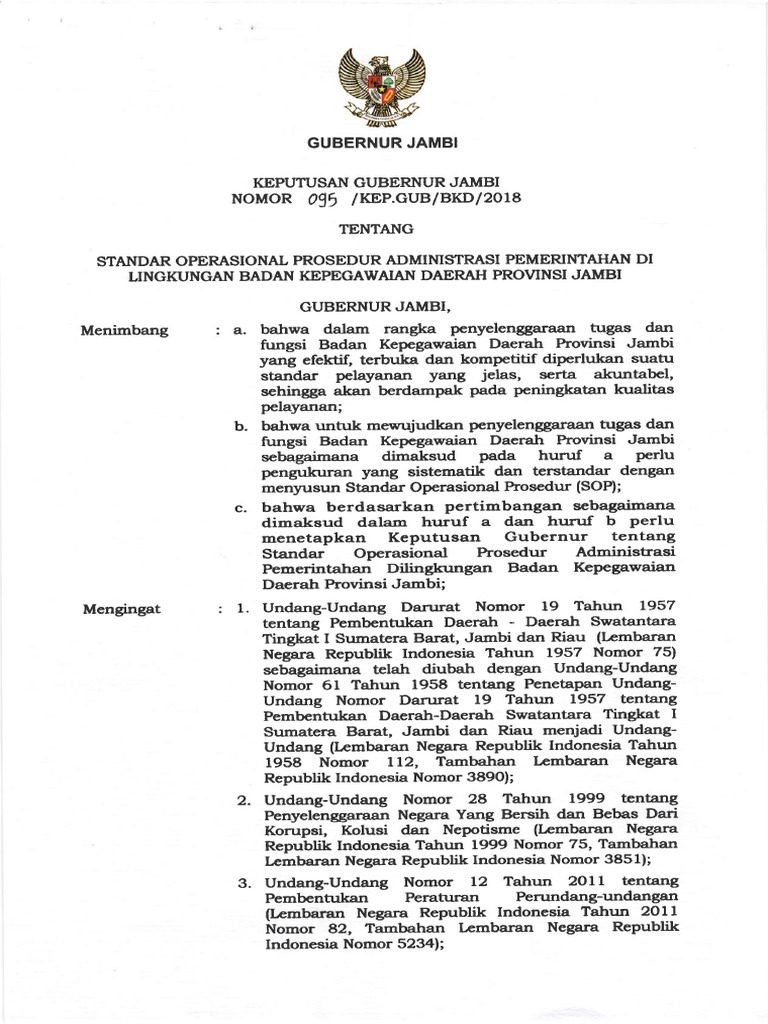 SOP BKD Provinsi Jambi OK | PDF