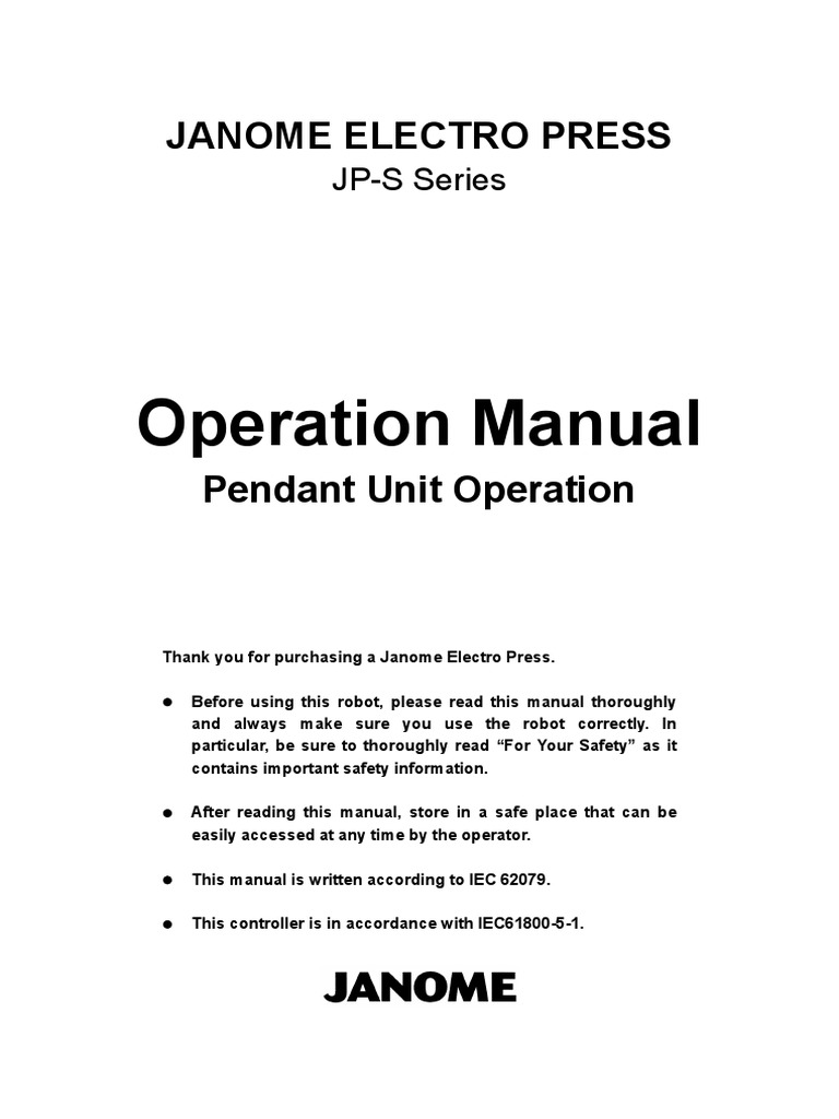 JP-S Manual - Pendant - Unit - Operation | PDF | Power Supply ...